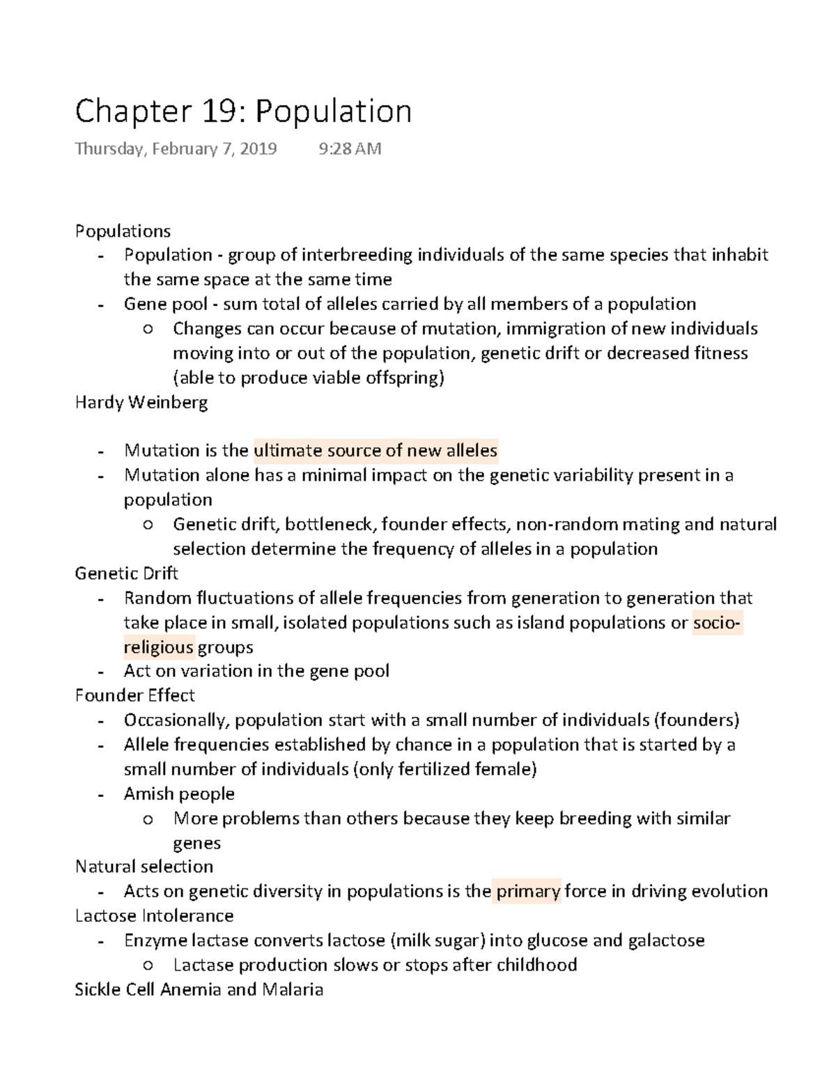 Chapter 19 Population - Lecture notes 7 - Chapter 19: Population ...