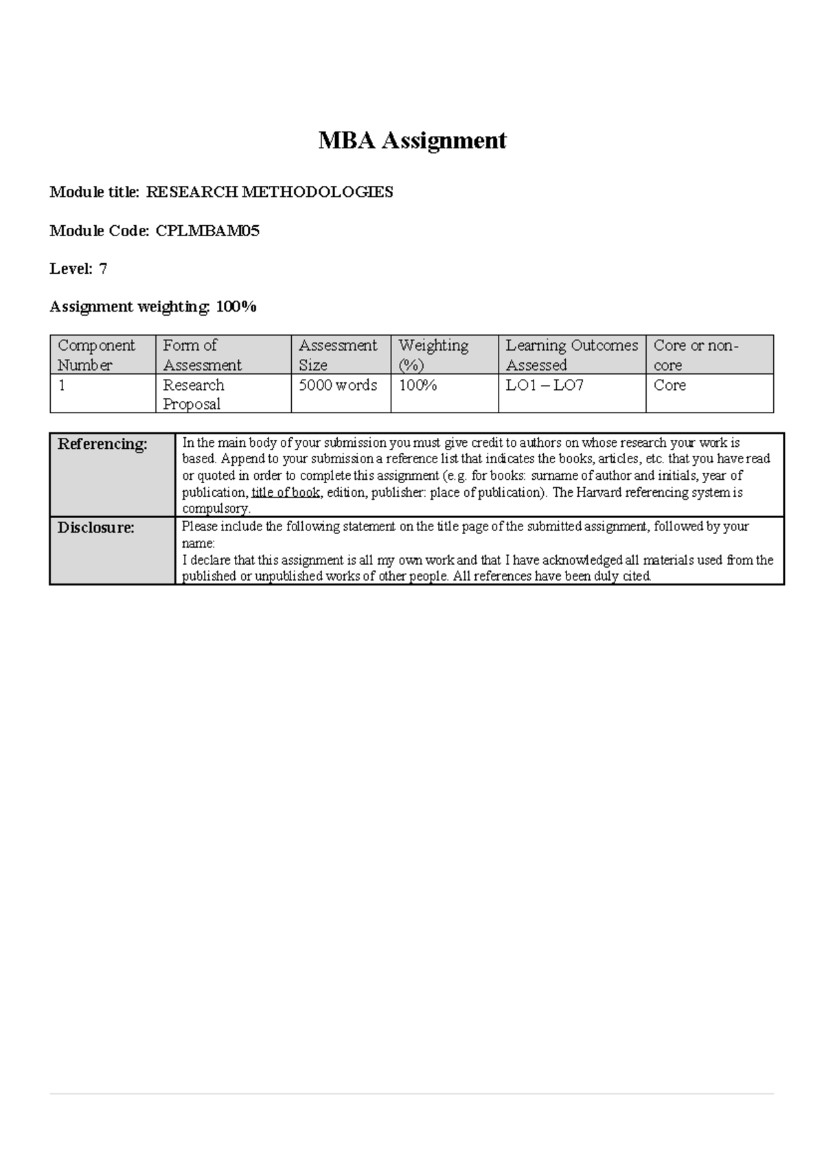 Assignment question 2 - ghjkkl;lbnkj - MBA Assignment Module title ...