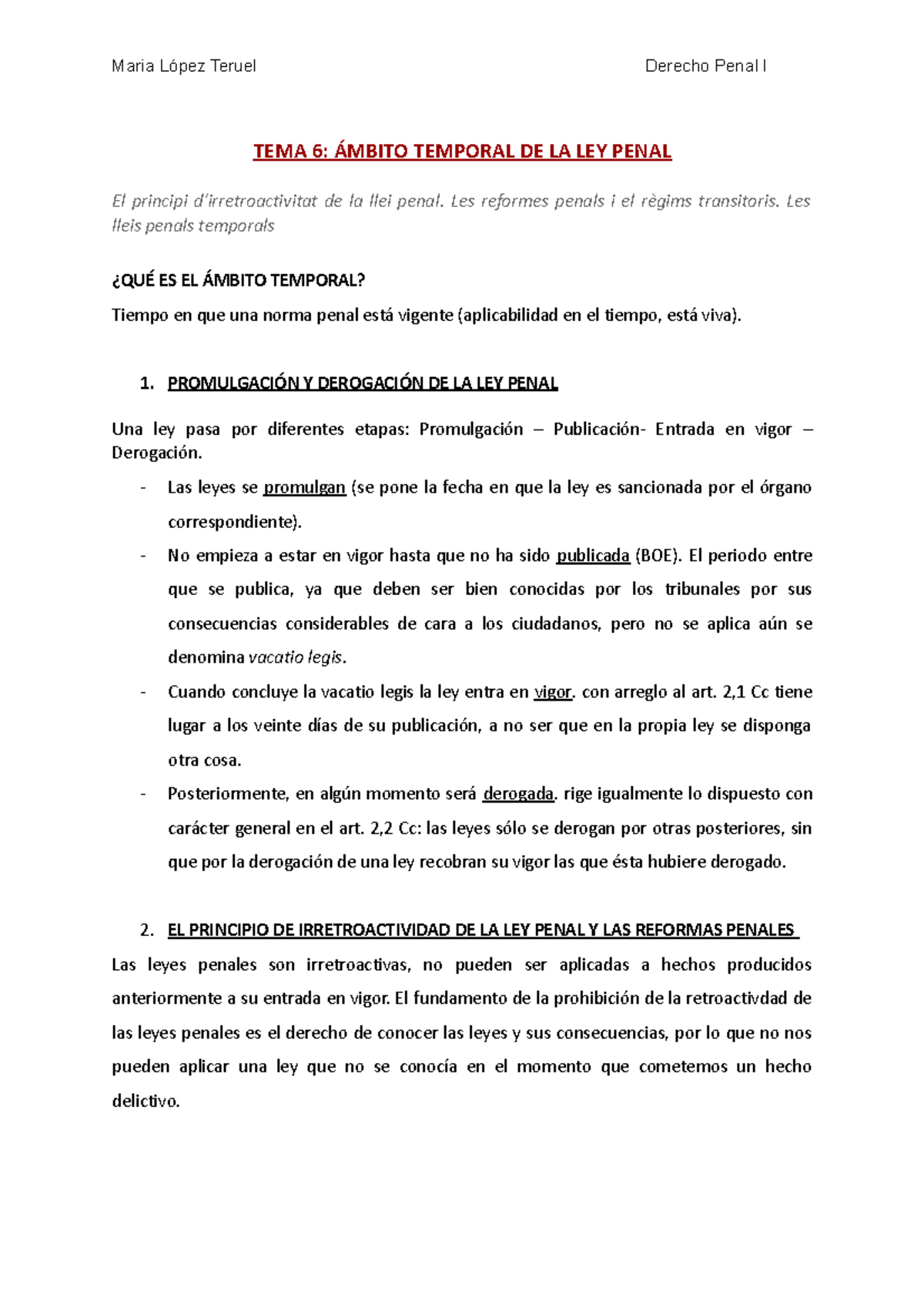 T.6- Ámbito temporal de la ley penal - TEMA 6: ÁMBITO TEMPORAL DE LA ...