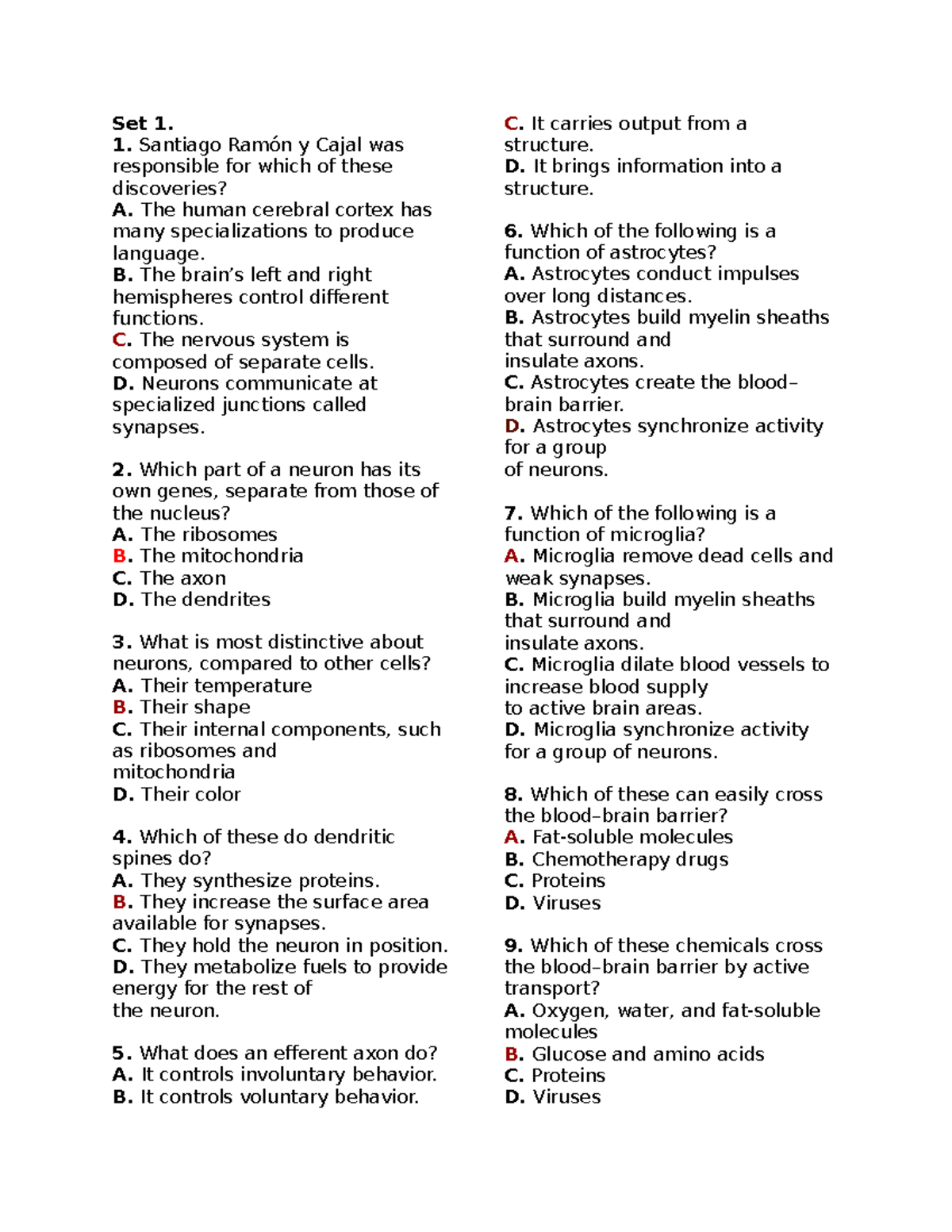 Physio-Reviewer - Reviewer from James Kalat book - Set 1. Santiago ...
