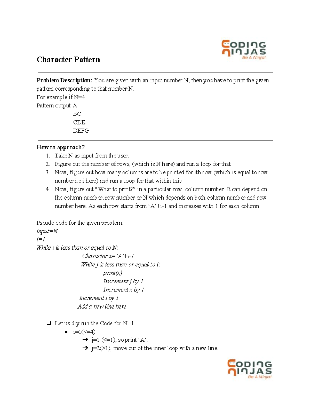 12.1 Character Pattern Hint - Character Pattern Problem Description ...