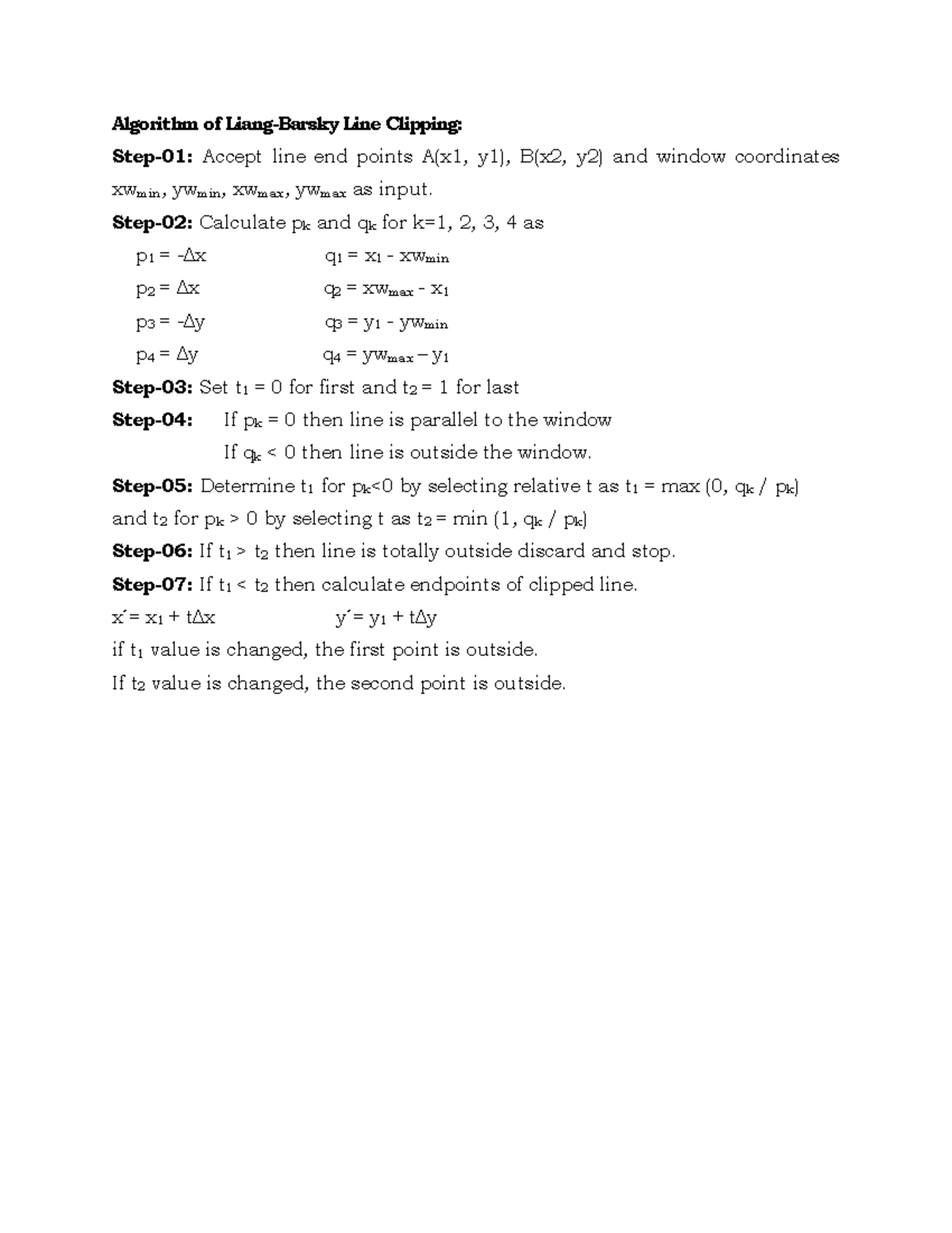 Liang Barsky Algorithm - Algorithm of Liang-Barsky Line Clipping: Step ...