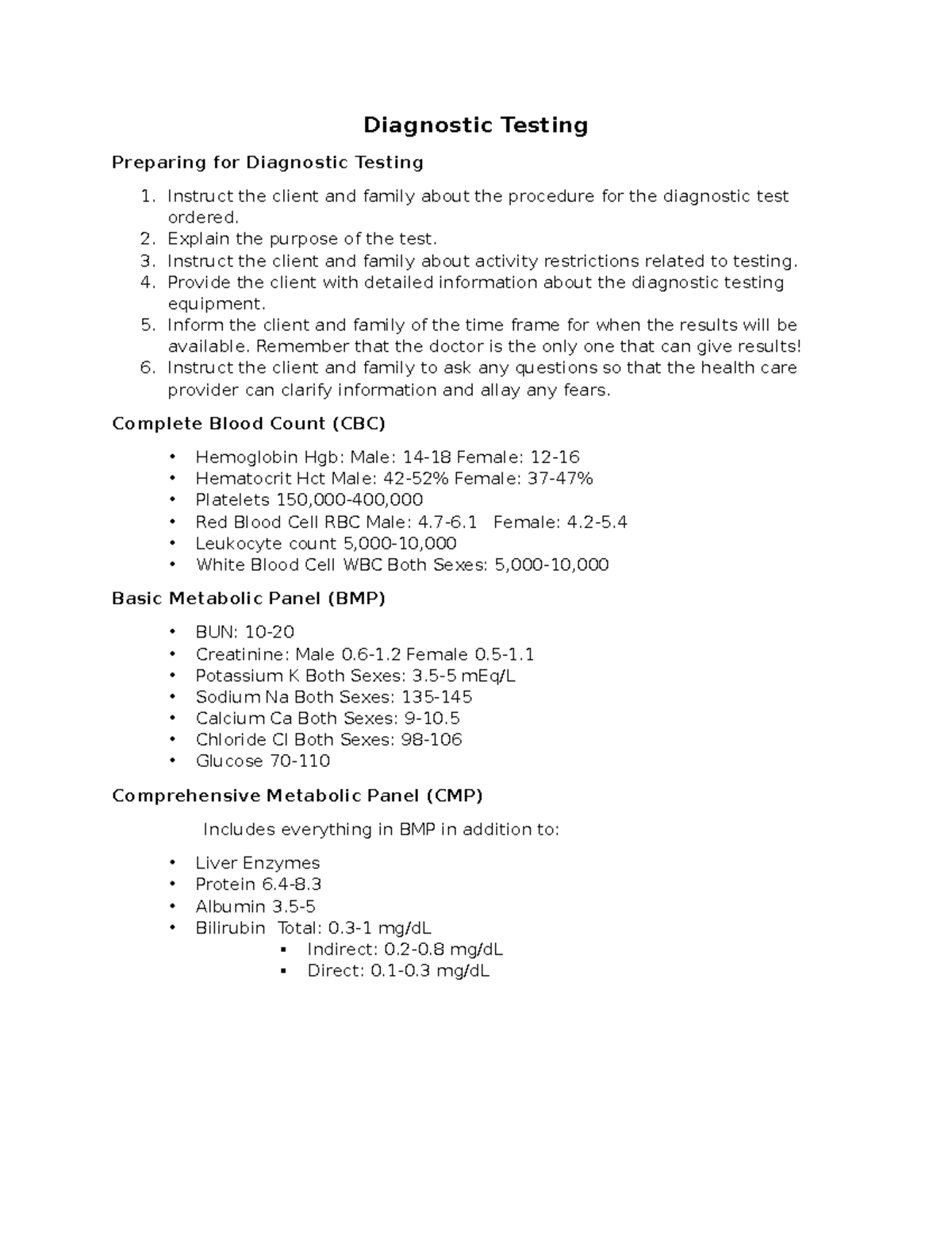 Diagnostic Testin 1 - Notes - Diagnostic Testing Preparing for ...