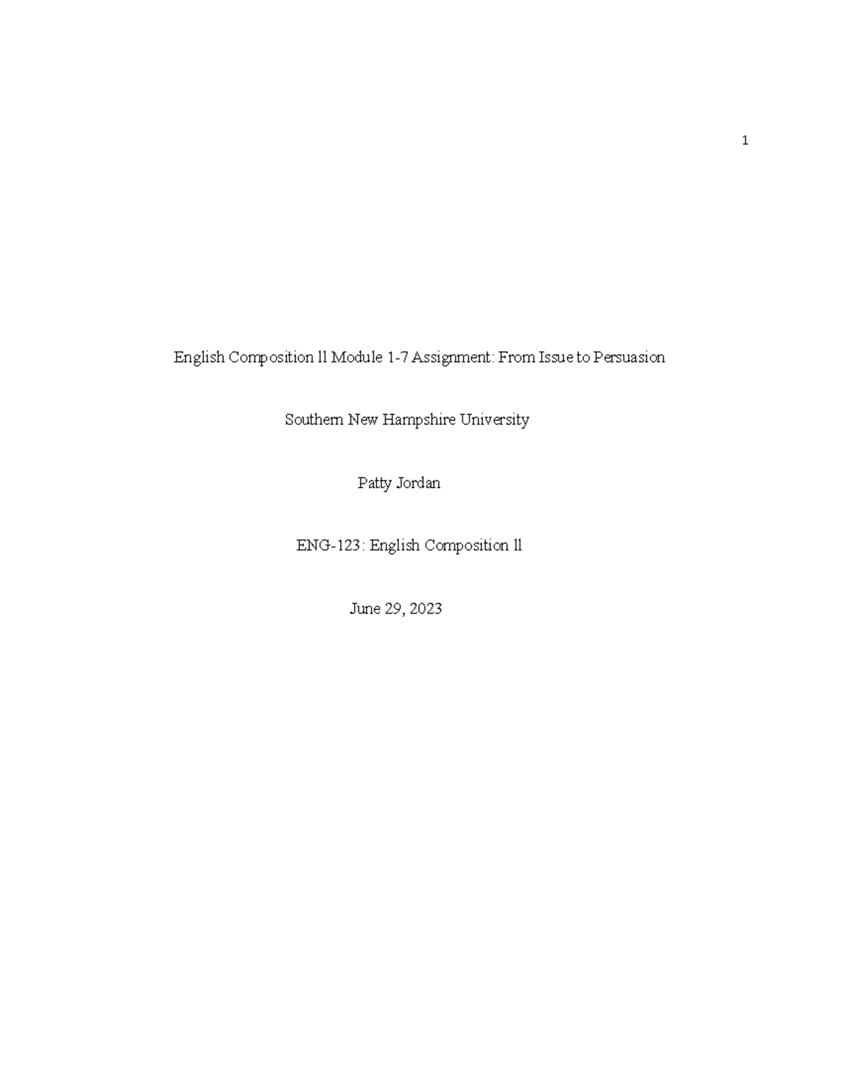 English Composition ll Module 1-7 - I decided focus on mental health in ...