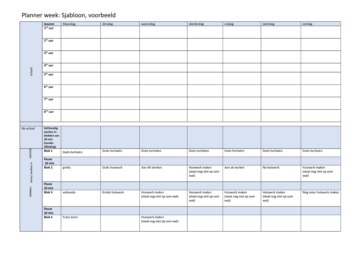 Sjabloon plannen 2021 - dit is gw een goed bestand om premium te ...