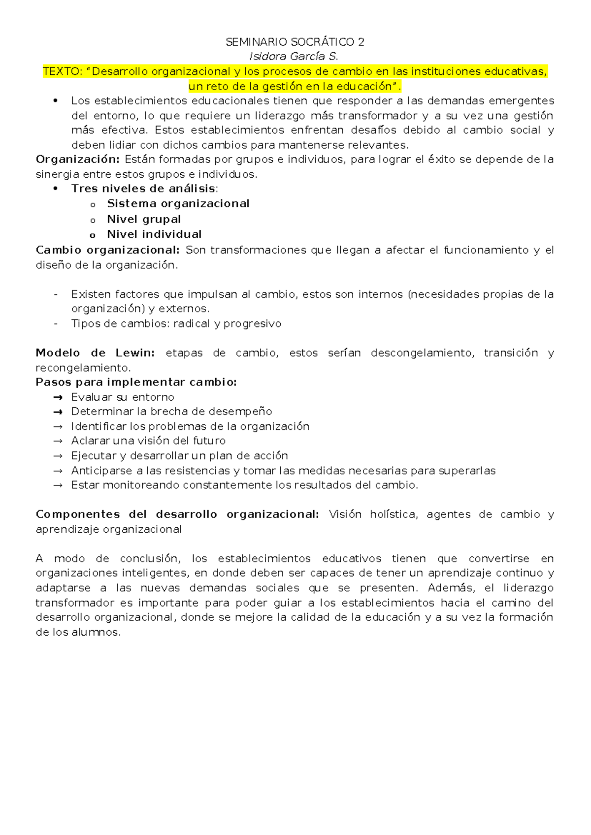 Evidencia de lectura seminario 2 - SEMINARIO SOCRÁTICO 2 Isidora García ...