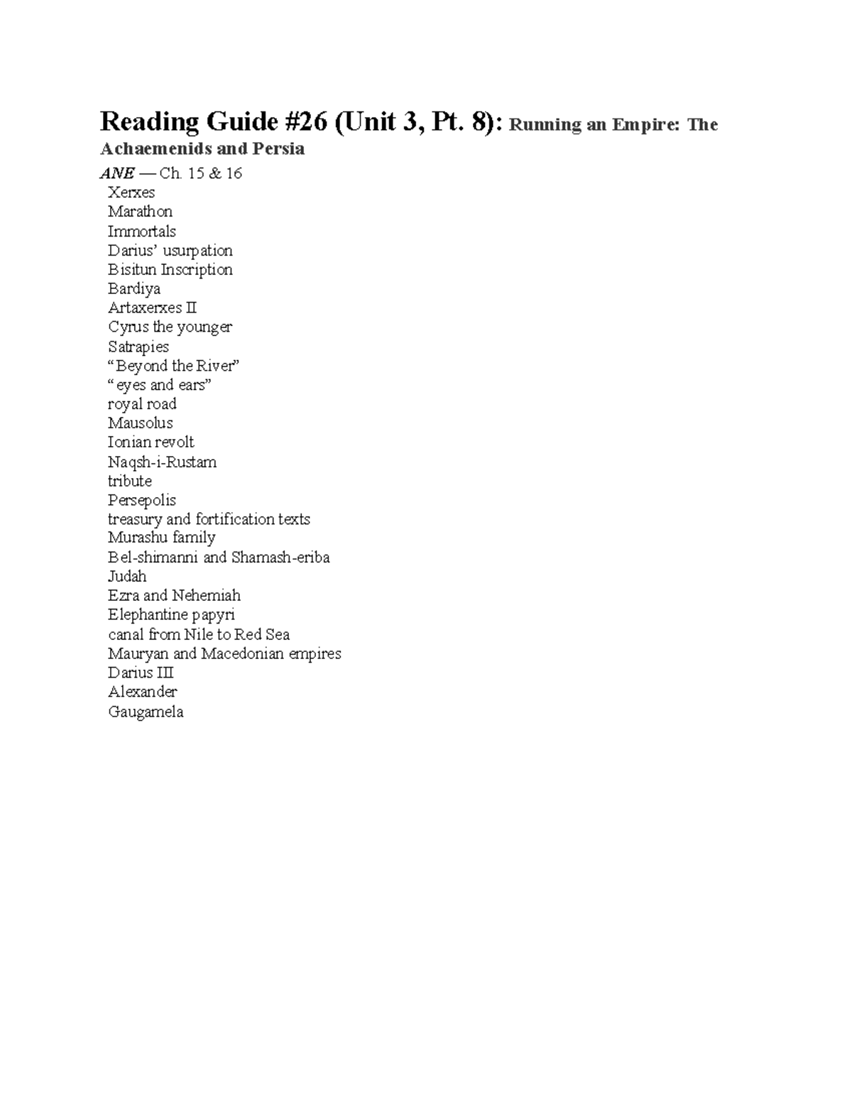 238 Persian empire Reading Guide - Reading Guide #26 (Unit 3, Pt. 8 ...