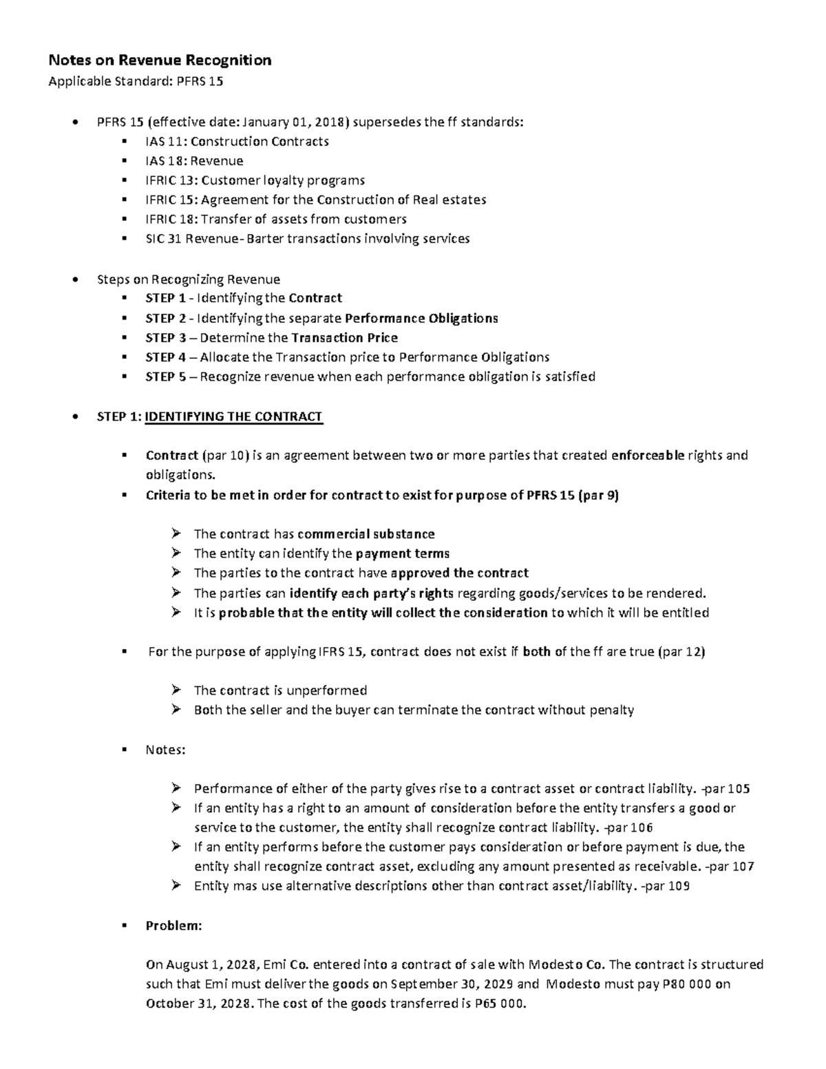 Notes on Revenue Recognition - Notes on Revenue Recognition Applicable ...