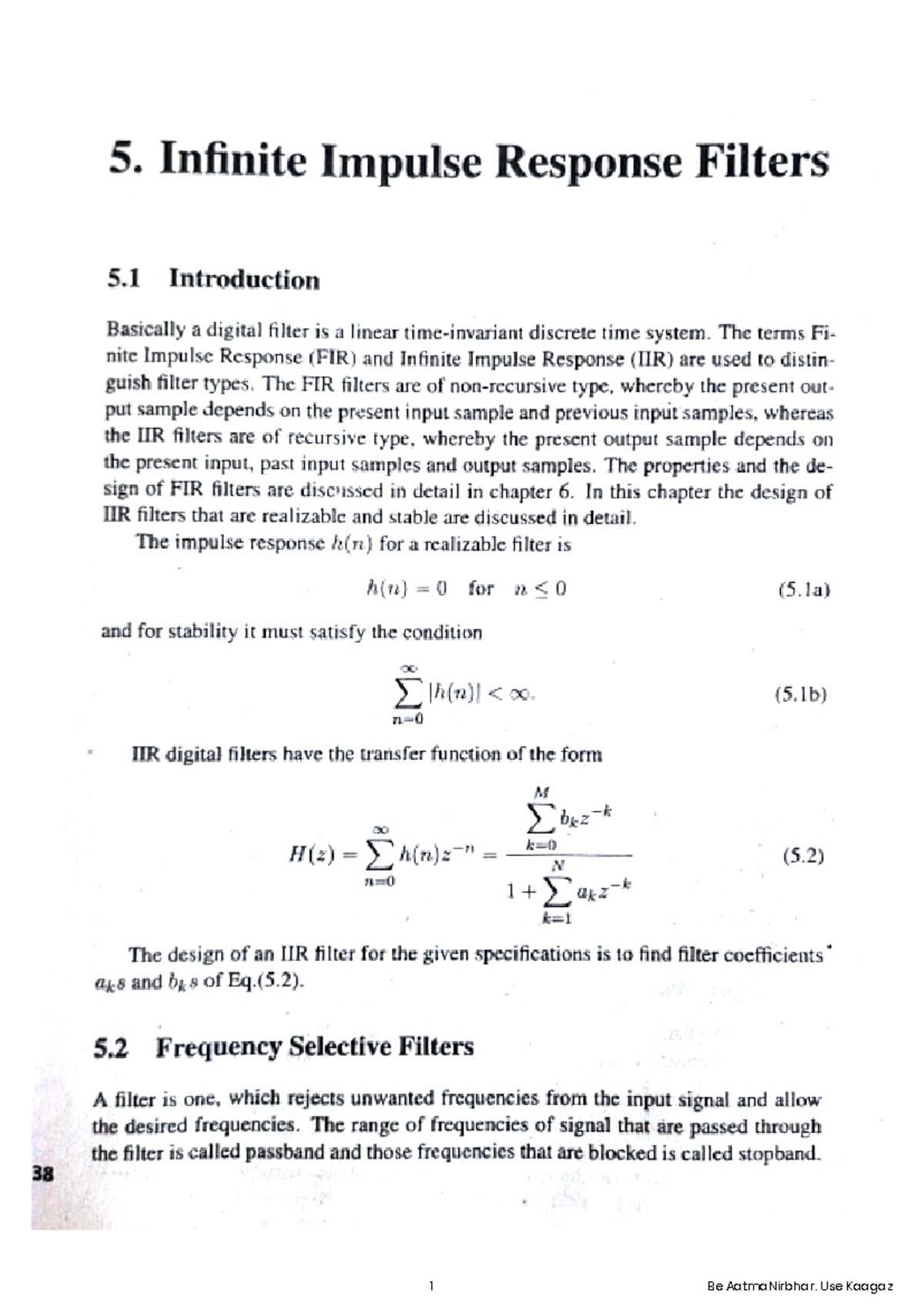 Iir Filter Notes In Digital Signal Processing Electronics And