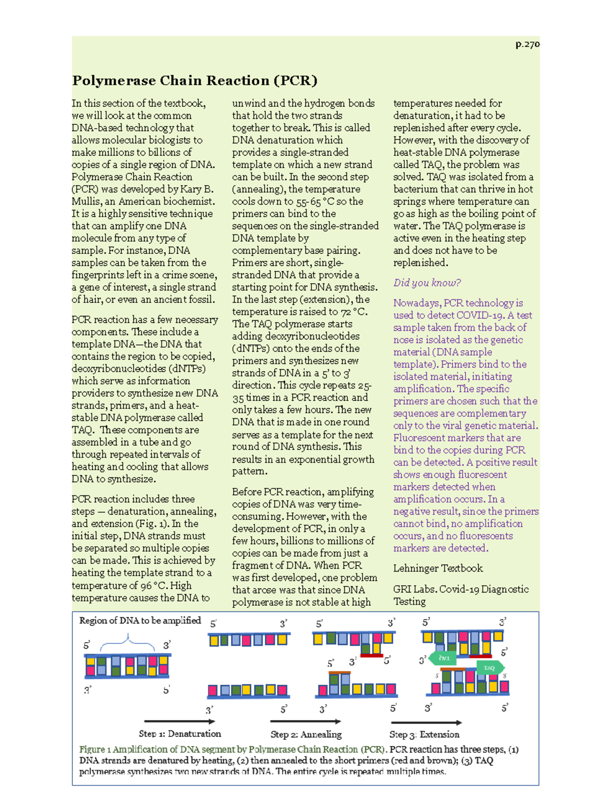 Polymerase Chain Reaction - p. Polymerase Chain Reaction (PCR) In this ...