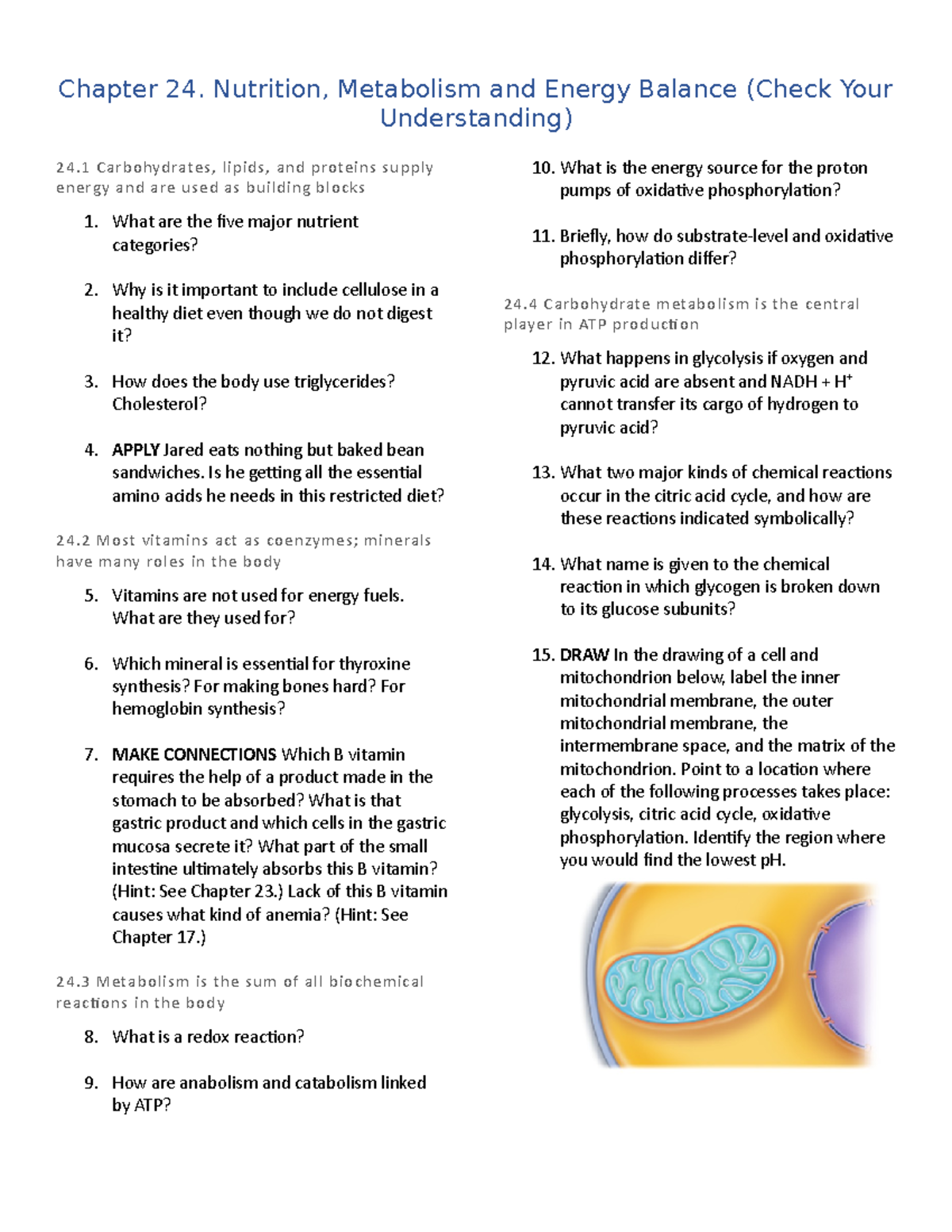 Chapter 24. (Check Your Understanding) - Chapter 24. Nutrition ...