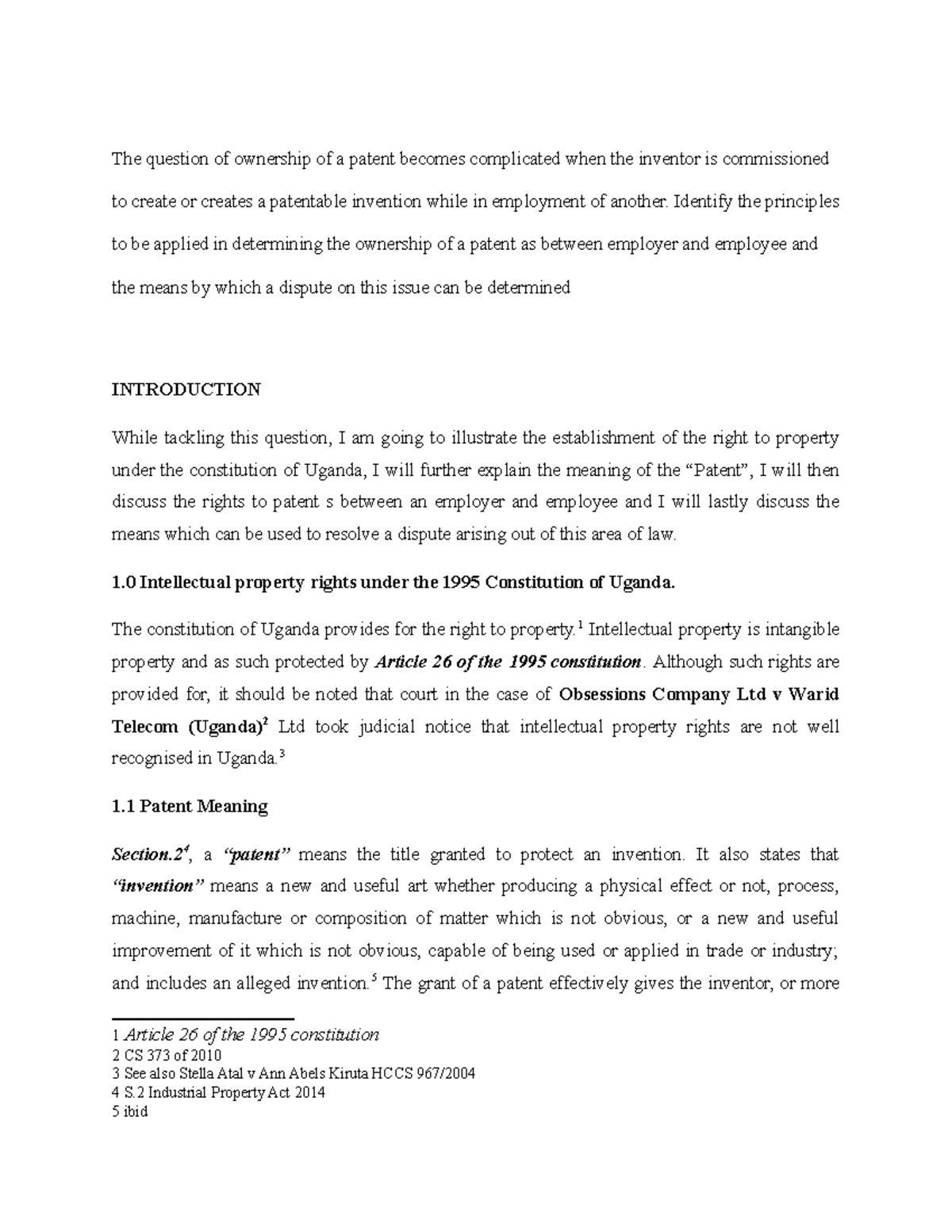 Ownership of a Patent - Intellectual property rights between employer ...