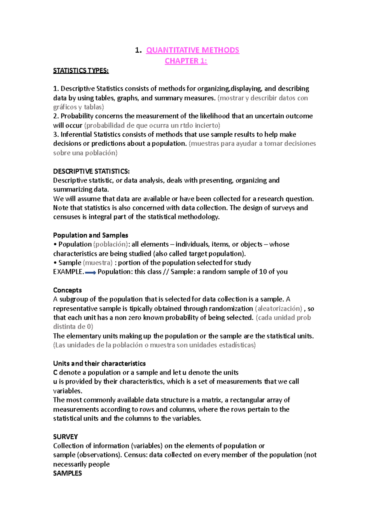 Quantitative Methods - 1. QUANTITATIVE METHODS CHAPTER 1: STATISTICS ...