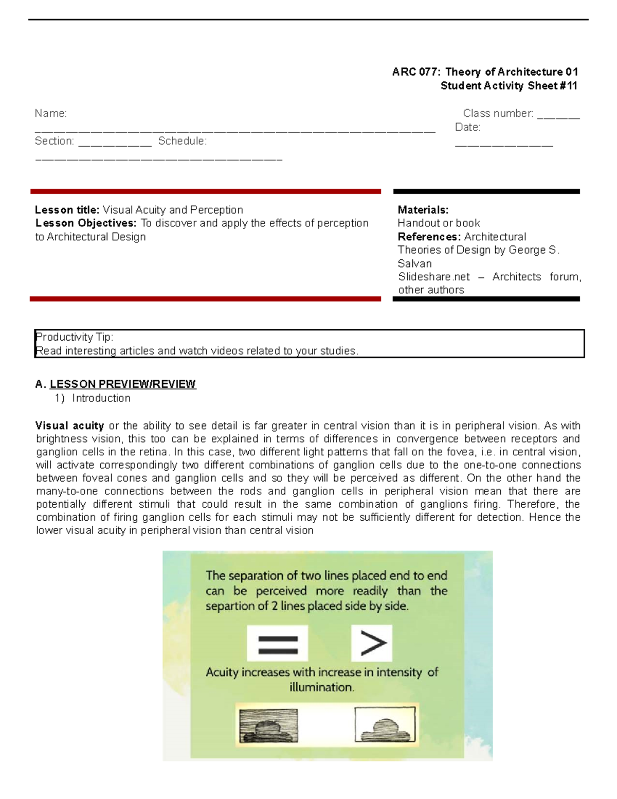 Module 11 TOA - Lecture Notes - Student Activity Sheet # Name: Class ...