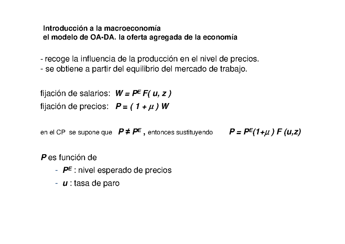 Introdcc Macro 1º-T7. el modelo OA-DA - el modelo de OA-DA. la oferta ...