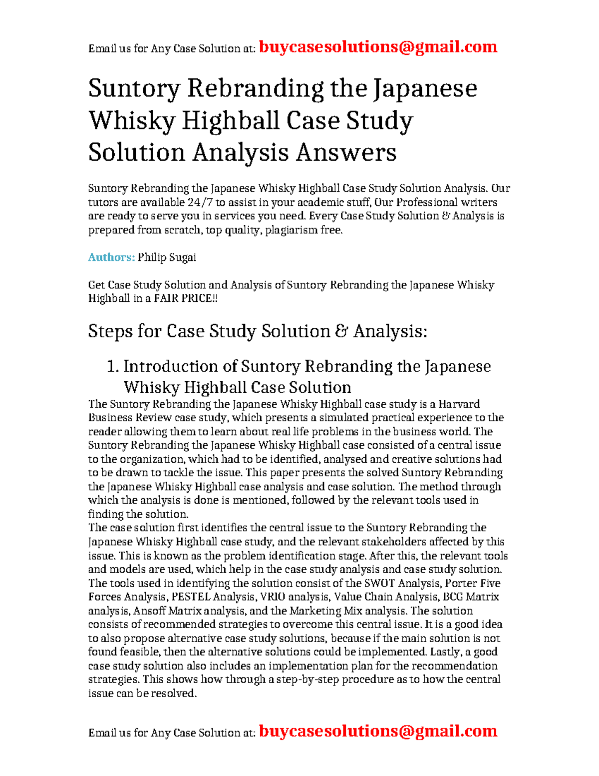 Case Solution Suntory Rebranding the Japanese Whisky Highball - Suntory Rebranding the Japanese ...