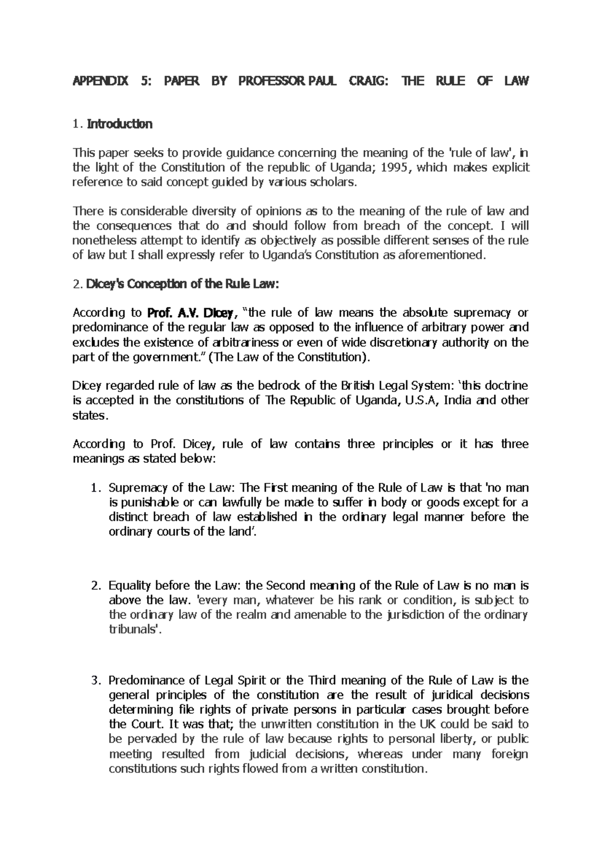 THE Doctrine OF RULE OF LAW - APPENDIX 5 : PAPER BY PROFESSOR PAUL ...