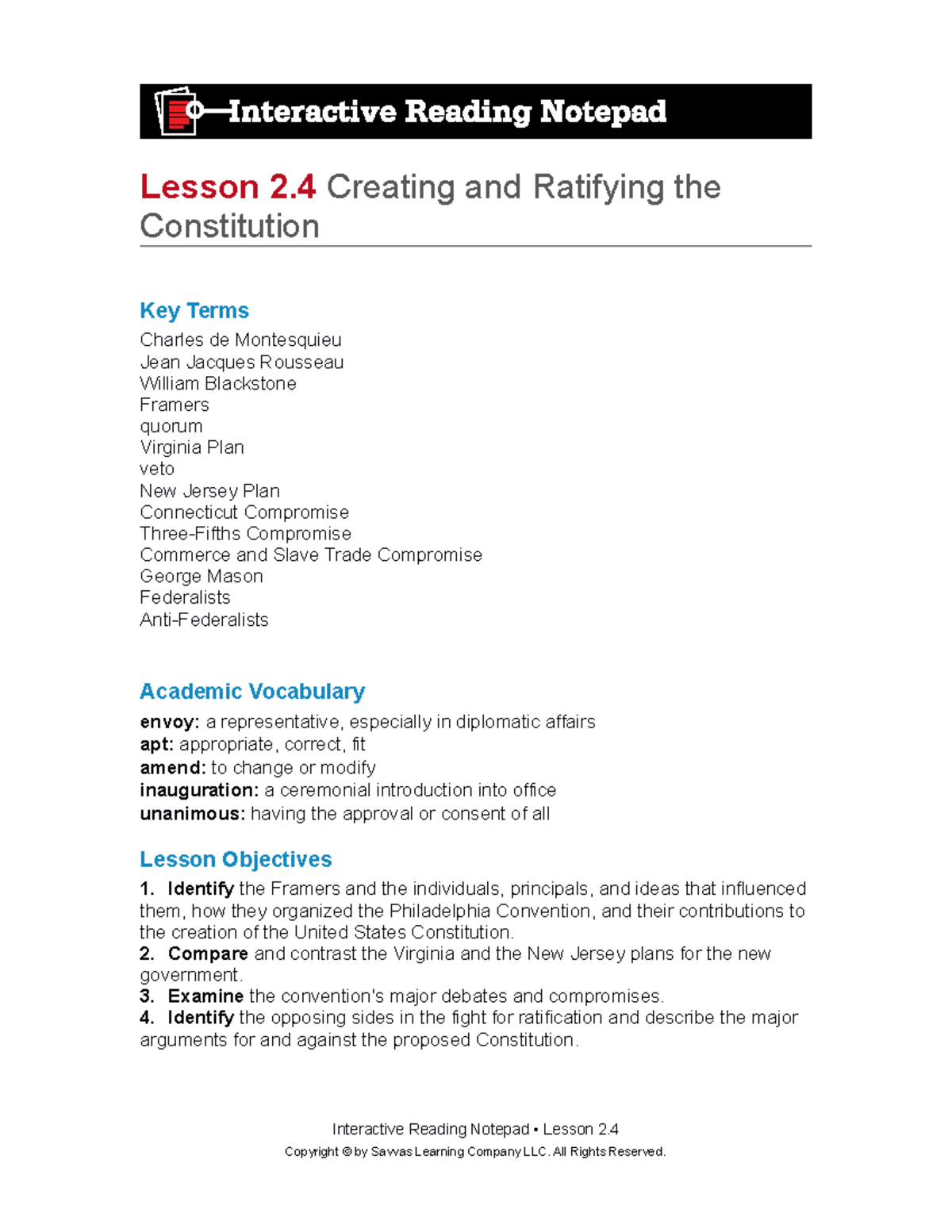 Ngss mag t02 l04 notepad - Lesson 2 Creating and Ratifying the ...