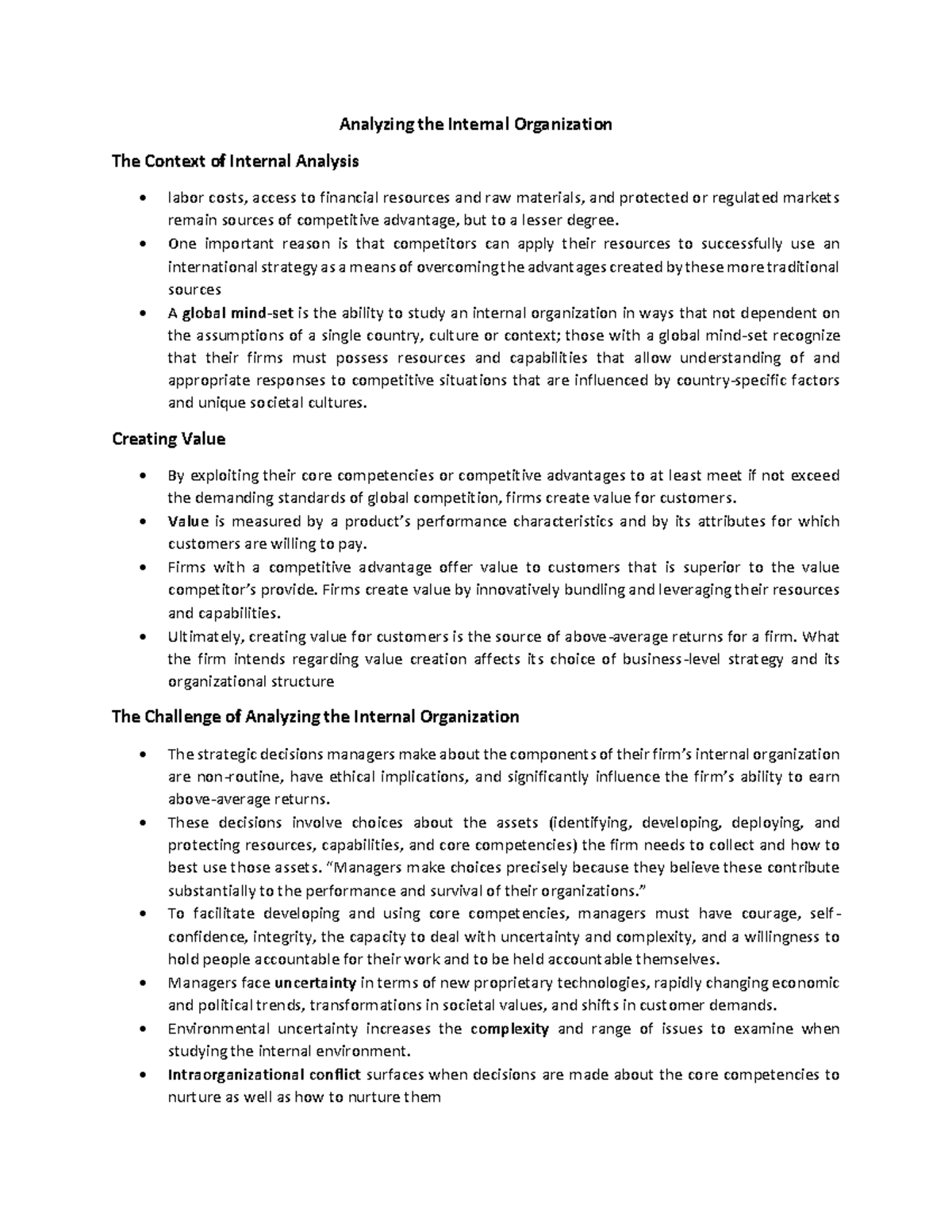 3 The Internal Organization - Analyzing the Internal Organization The ...