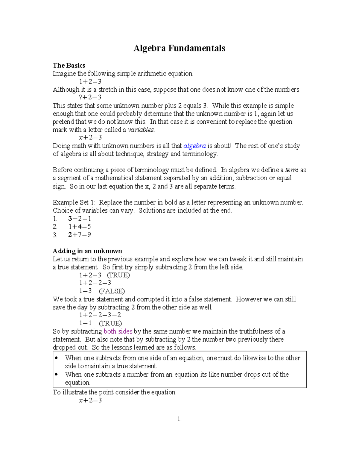 Algebra-supp - Lecture on the subject of algebra. - Algebra ...