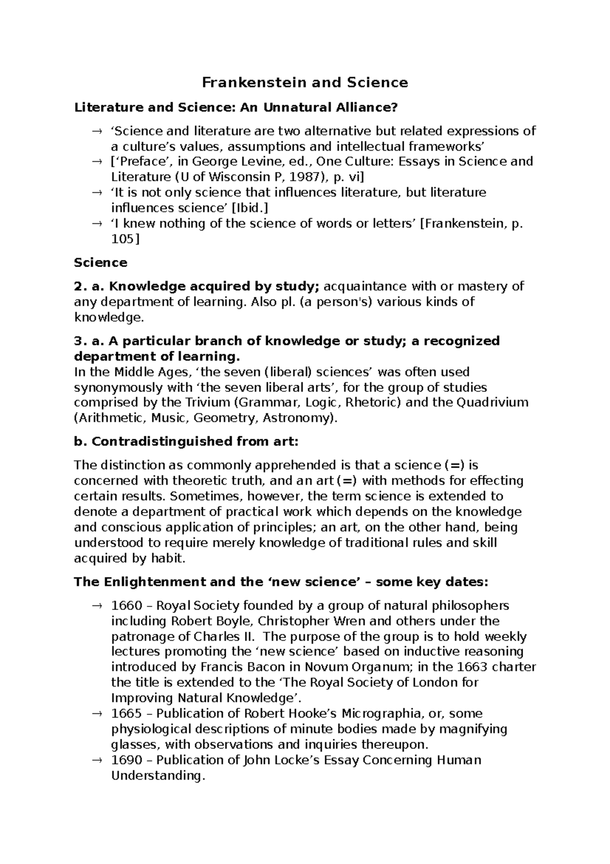 Frankenstein and Science - Frankenstein and Science Literature and ...