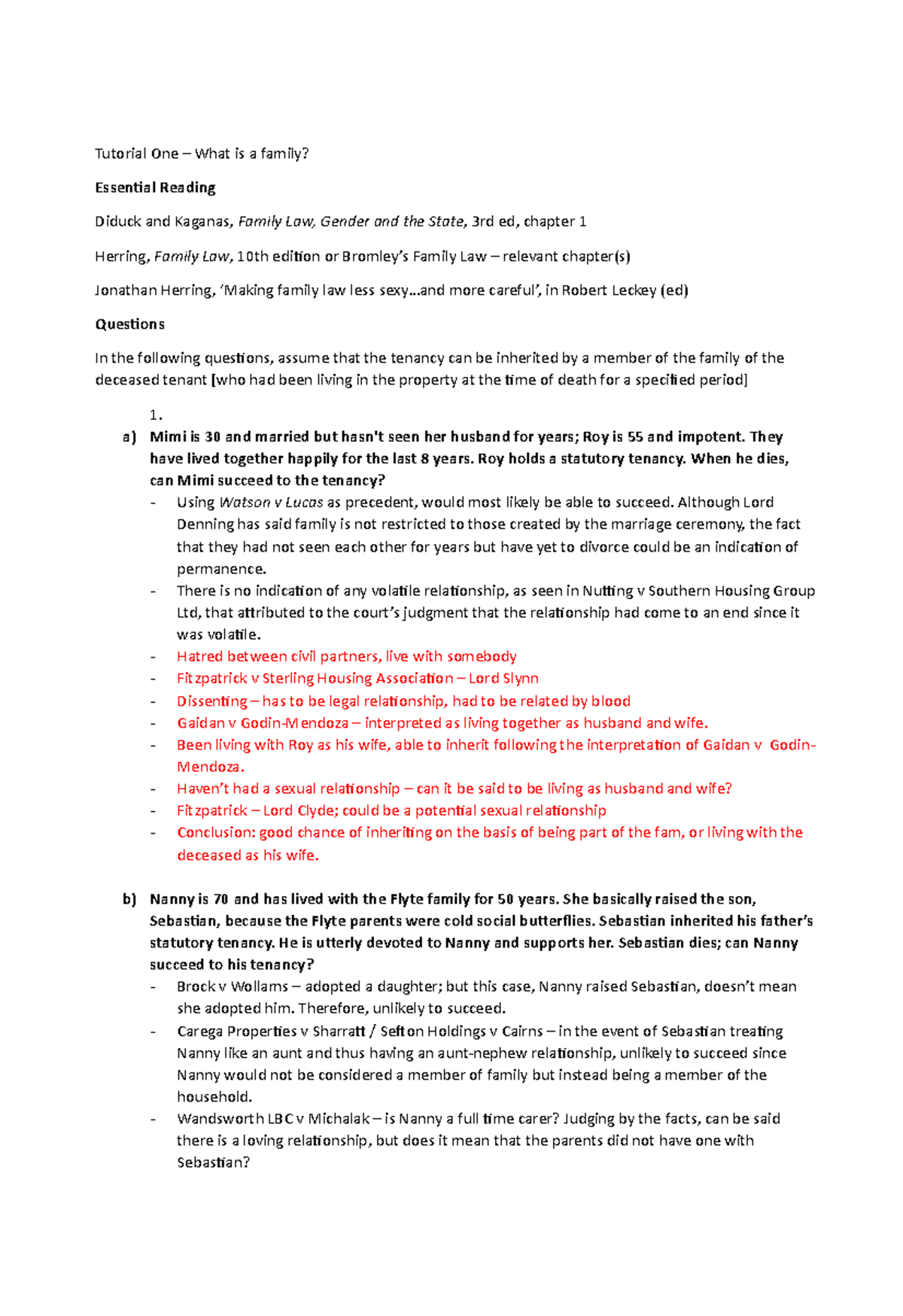 tutorial 1 introduction to family law 2021/2022 - Tutorial One – What ...
