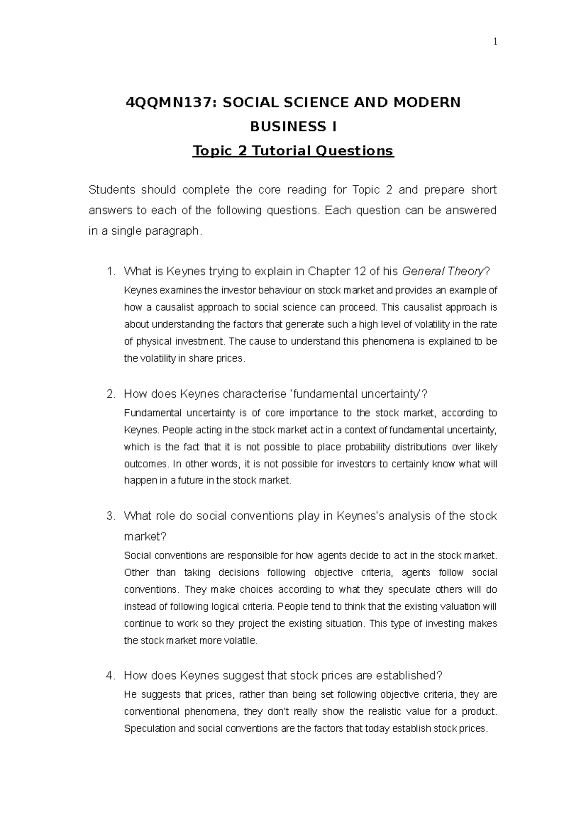 4QQMN137 Topic 2 Tutorial Questions - 4QQMN137: SOCIAL SCIENCE AND ...