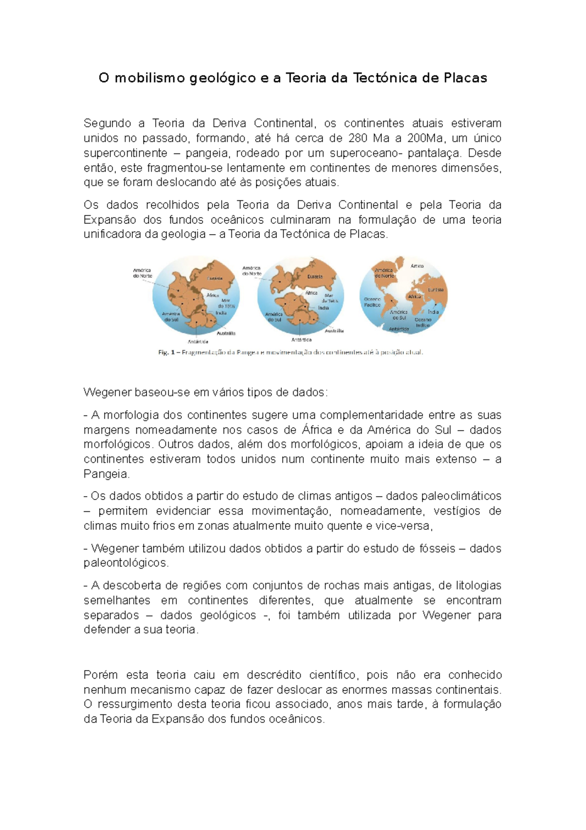 Geologia 2 - Resumos completos - O mobilismo geológico e a Teoria da Tectónica de Placas Segundo ...