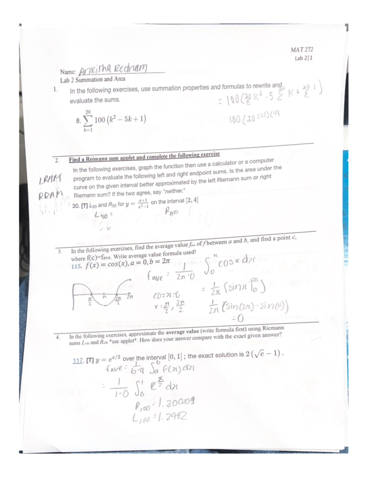 Lab 2 - classwork - MAT 172 - Studocu
