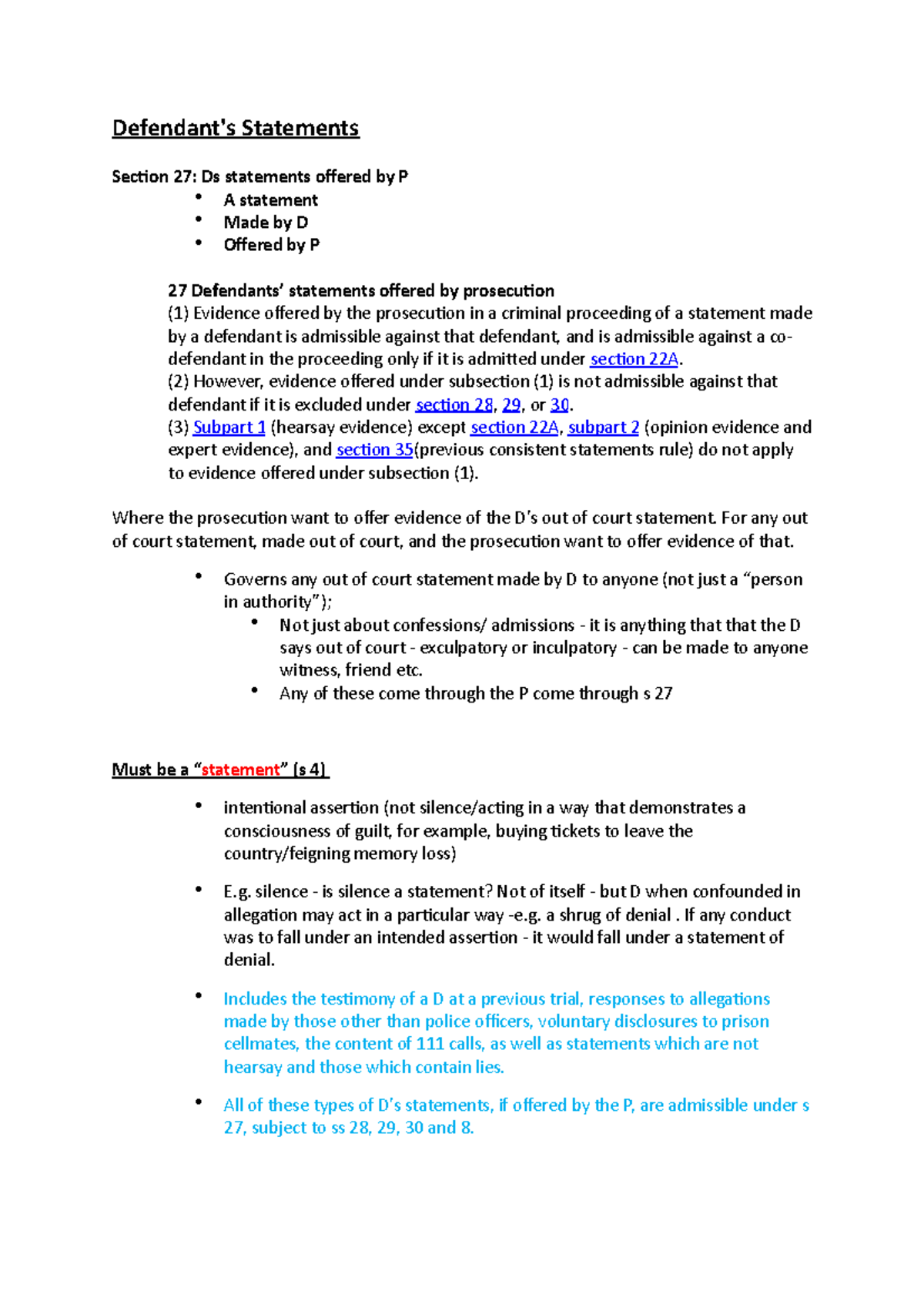 Defendant's Statements - Defendant's Statements Section 27: Ds ...