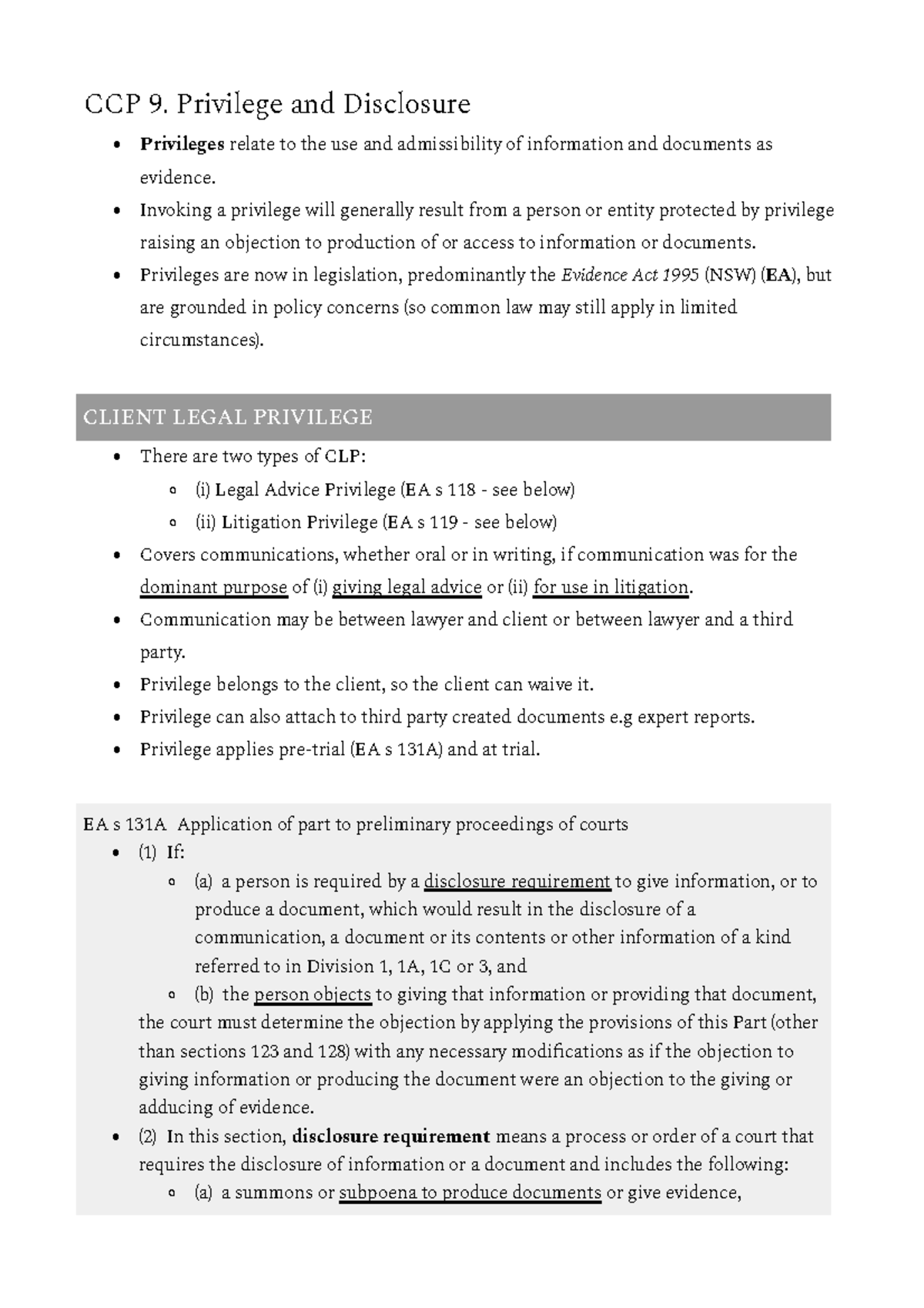 CCP 9. Disclosure and Privilege - CCP 9. Privilege and Disclosure ...