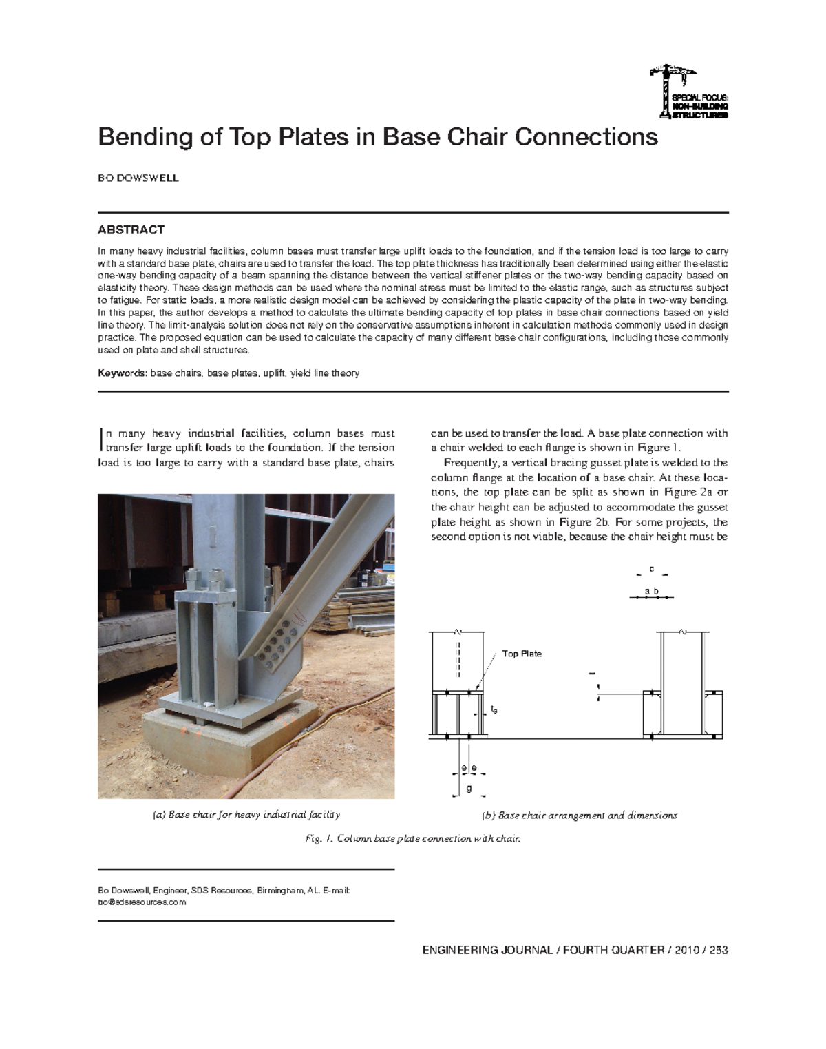 Bending of Top Plates in Base Chair Connections - The top plate ...