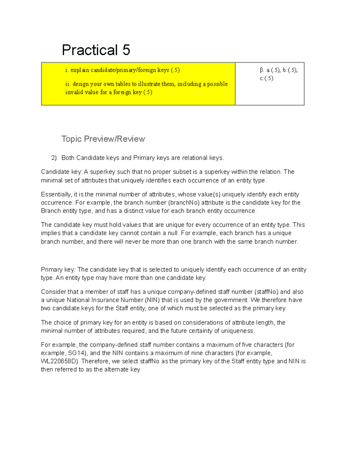 Database Design and Development Practical Answers 05 - Practical 5 i ...