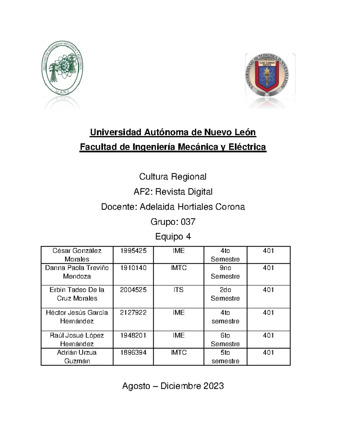 AF2 - creo es de cultura - Universidad Autónoma de Nuevo León Facultad de Ingeniería Mecánica y ...