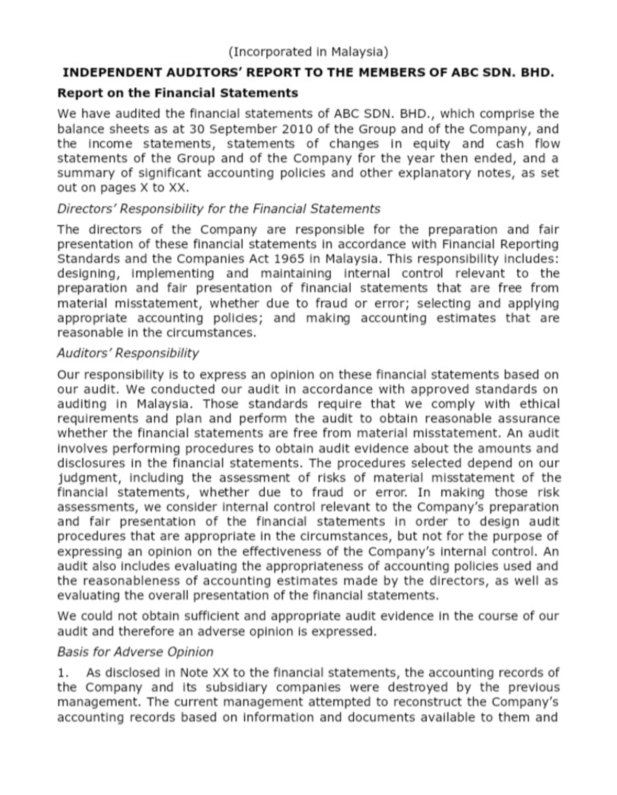 LIBA. Adverse audit report - BS Secondary Education - Studocu