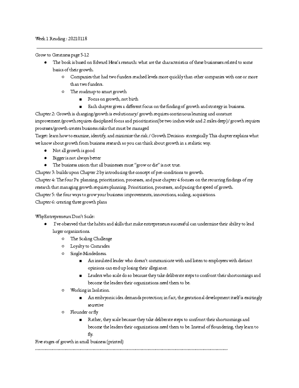 BSM200 - Textbook note - Week 1 Reading : 20210118 Grow to Greatness ...