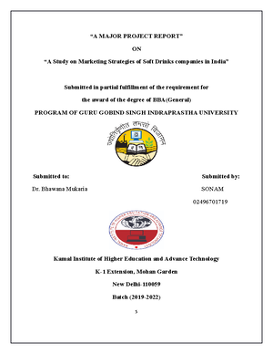 BBA Project Synopsis AND Project Report - Project Synopsis and Project ...