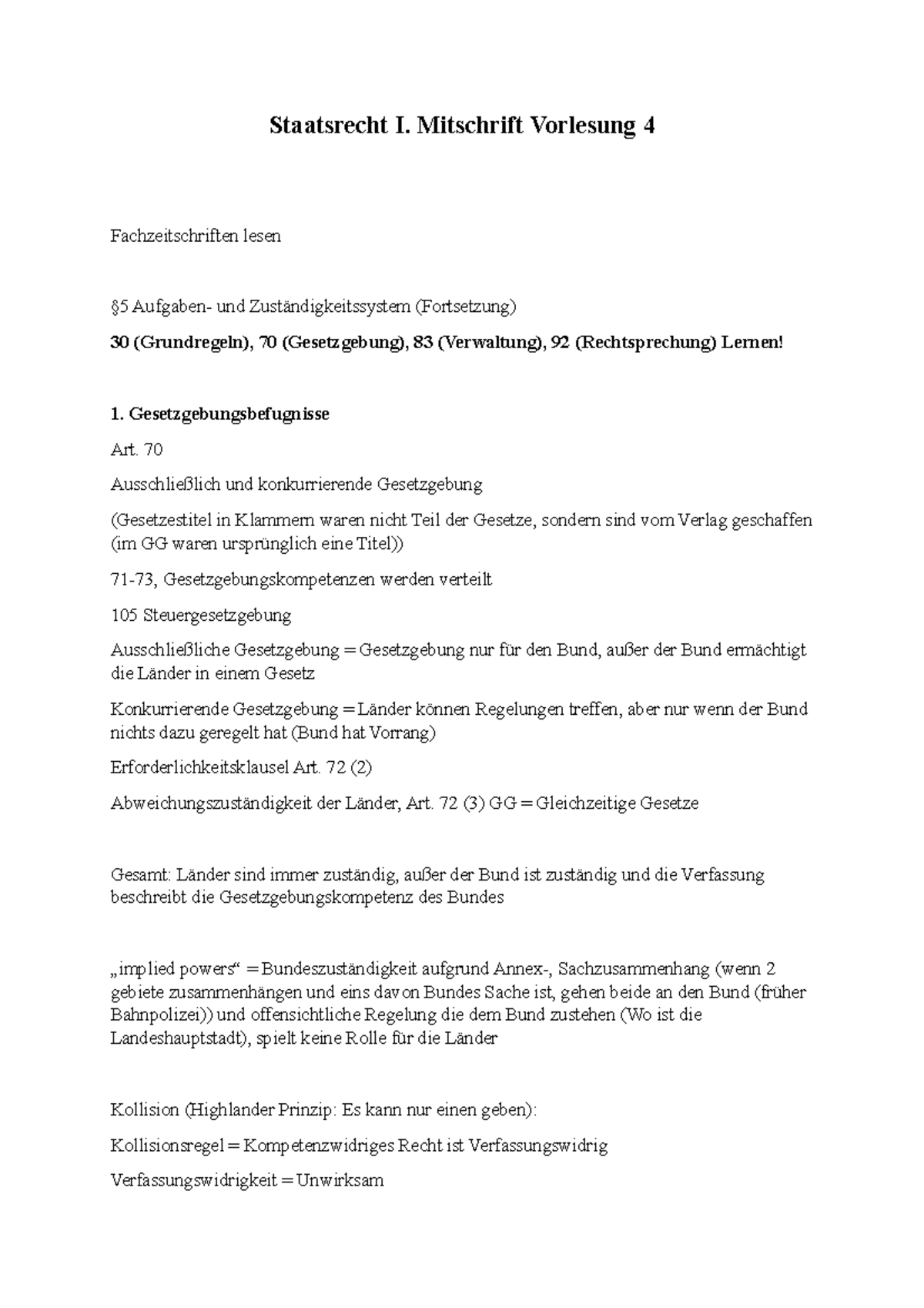 Staatsrecht I. Mitschrift Vorlesung 4 - Staatsrecht I. Mitschrift ...