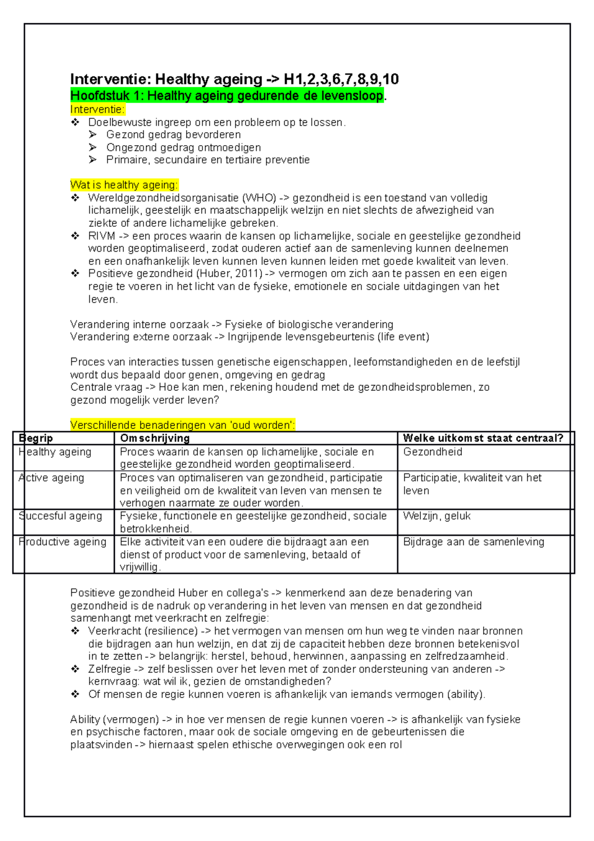 IVtentamen 1 - Tentamen - Interventie: Healthy ageing -> H1,2,3,6,7,8,9 ...
