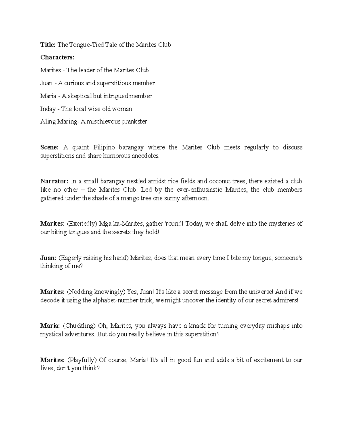 PPC Script Title-The Tongue-Tied Tale of the Marites Club - Title: The ...
