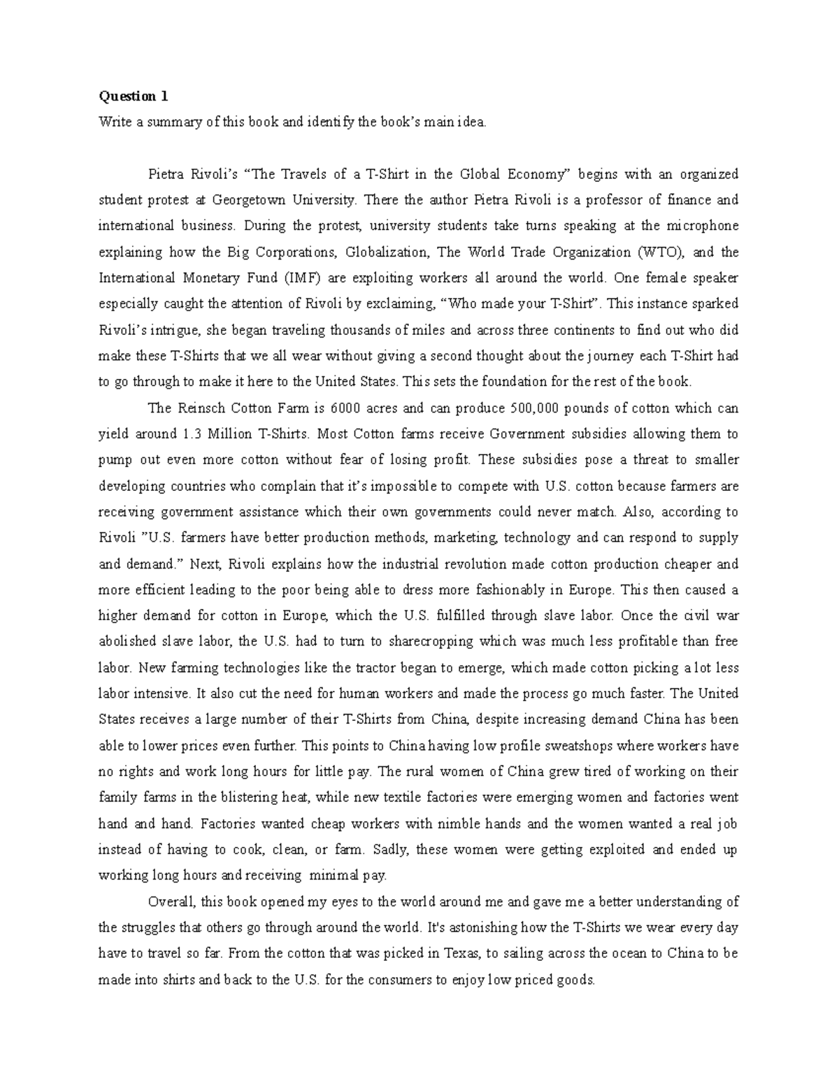 2020-IN312-Book Report - Question 1 Write a summary of this book and ...