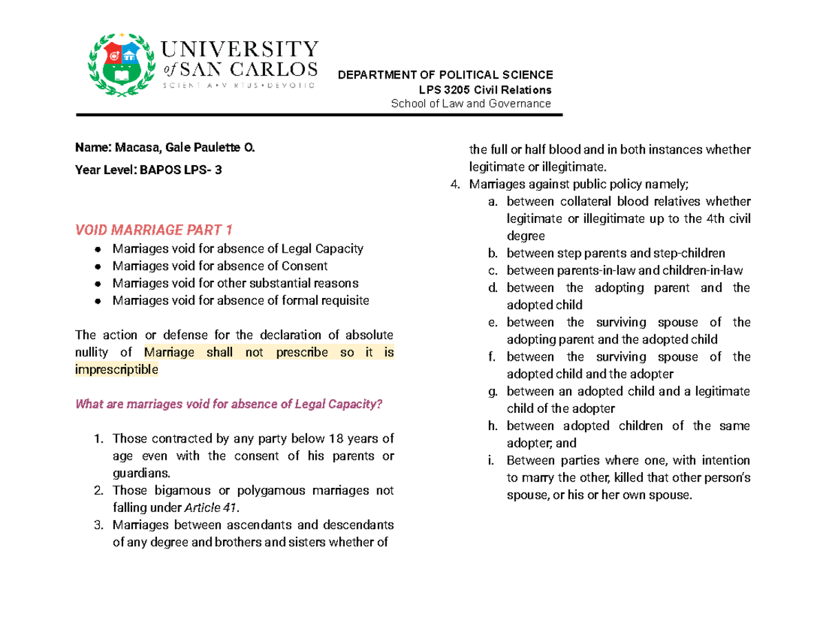 Outlined Summary of the Audio Lectures ( Macasa) - LPS 3205 Civil ...