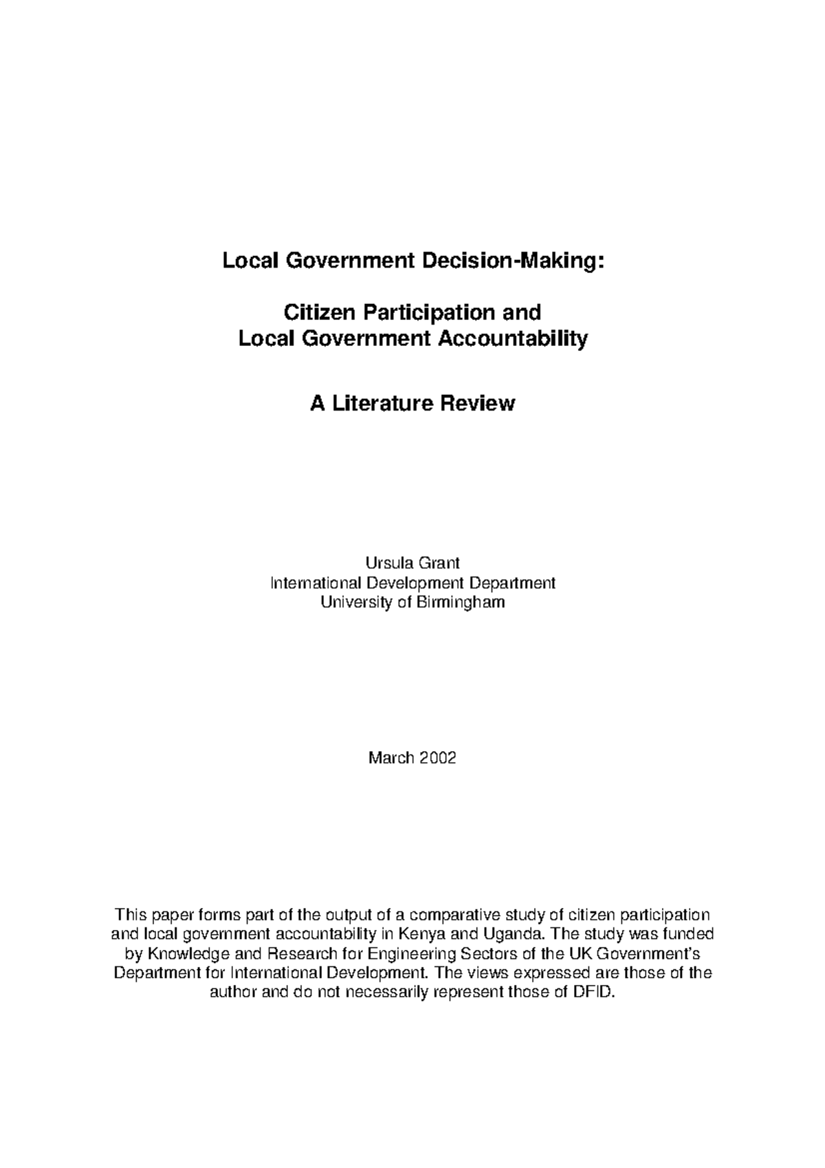R80574 - Yakskcicika - Local Government Decision-Making: Citizen ...