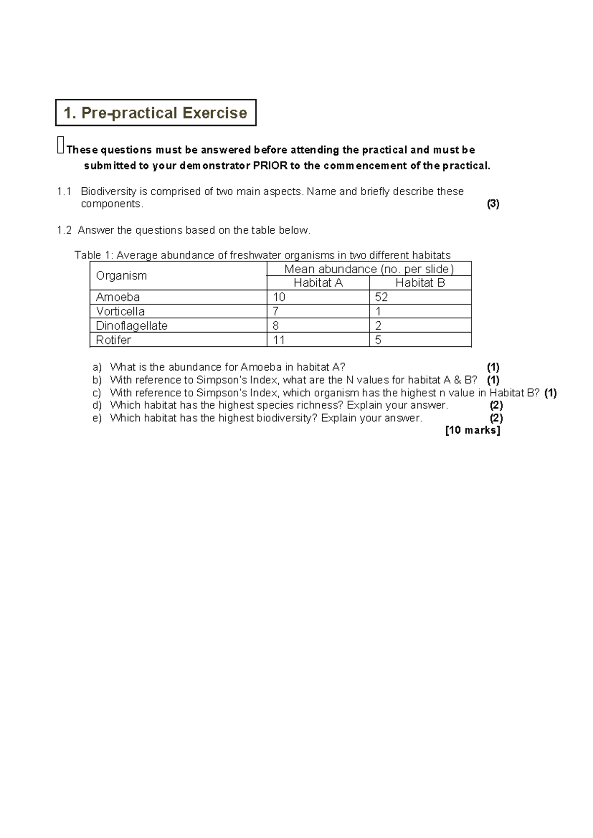 Biol196 Prac 2 - Pre-prac Exercise - Copy - These questions must be ...