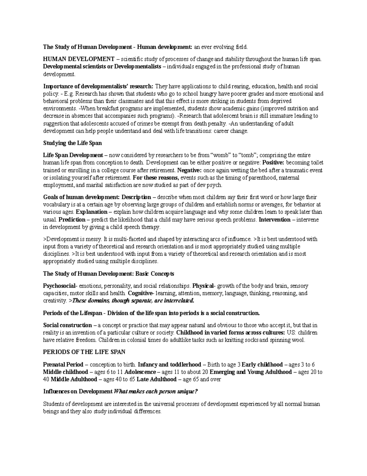 The Study of Human Development - HUMAN DEVELOPMENT – scientific study ...