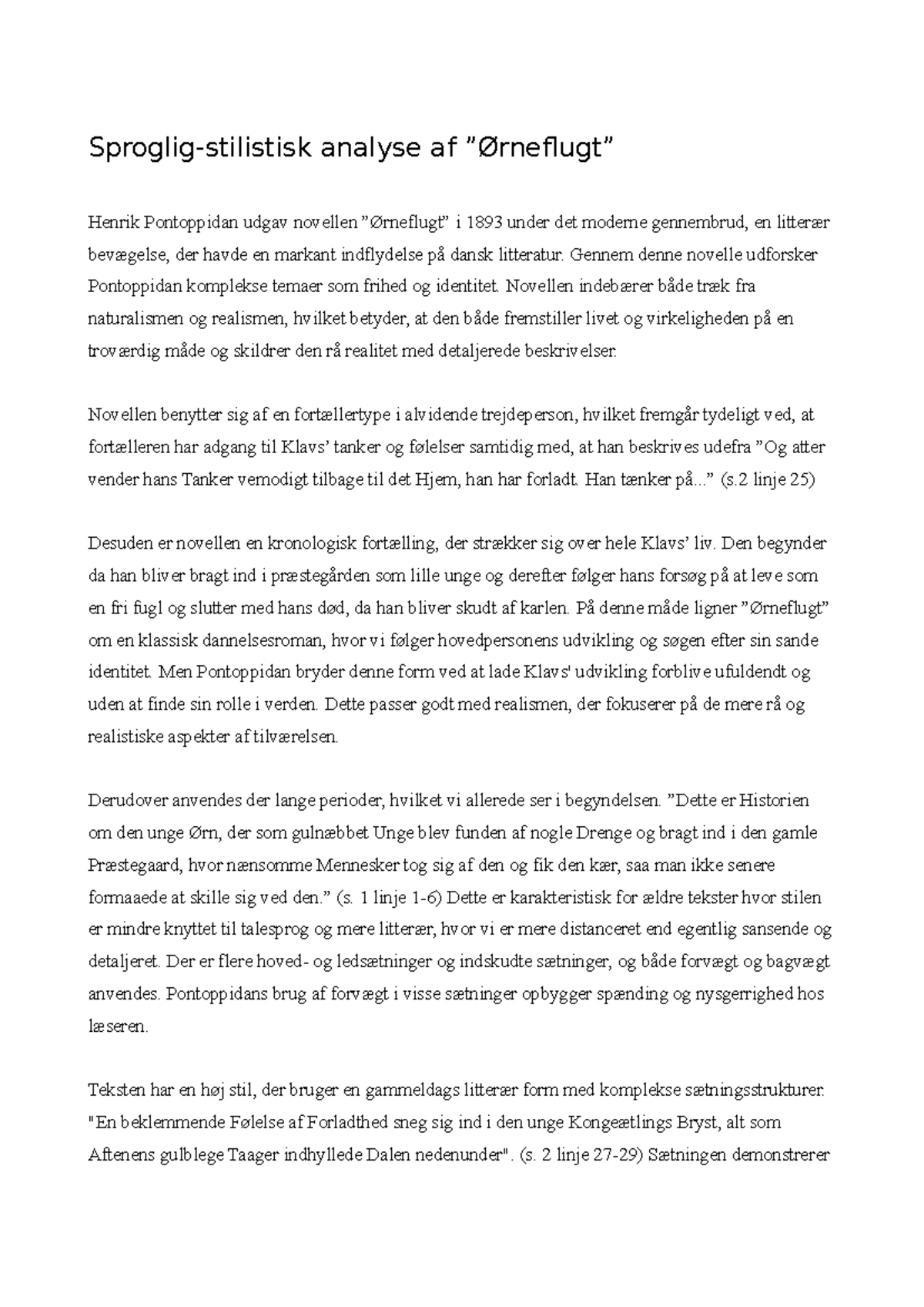 Sproglig-stilistisk analyse af ørneflugt - Sproglig-stilistisk analyse af ”Ørneflugt” Henrik ...