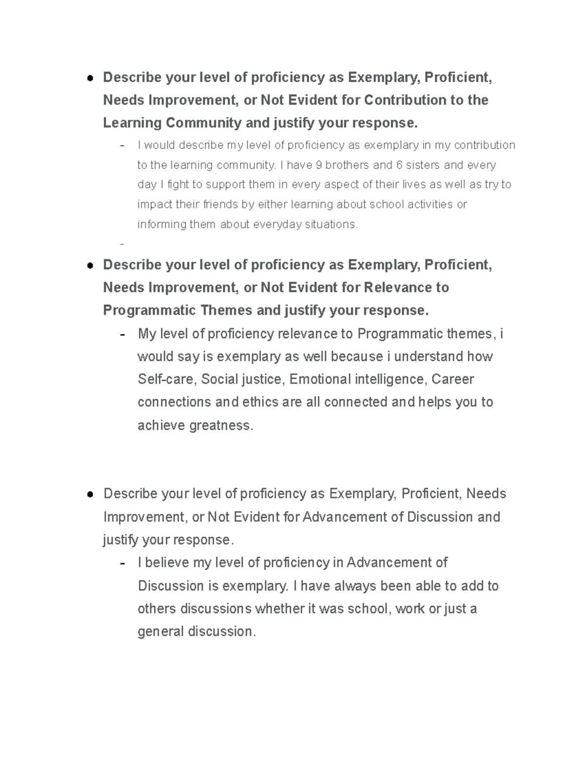 Untitled document (2) - assiqgnment - Describe your level of ...