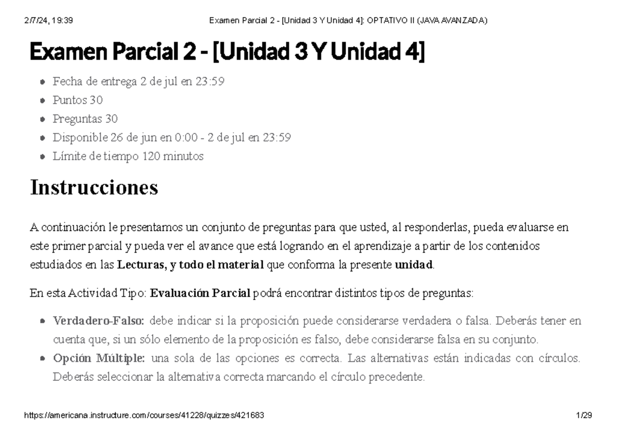 Examen Parcial 2 - [Unidad 3 Y Unidad 4] Optativo IIderlis (JAVA Avanzada) - Examen Parcial 2 ...
