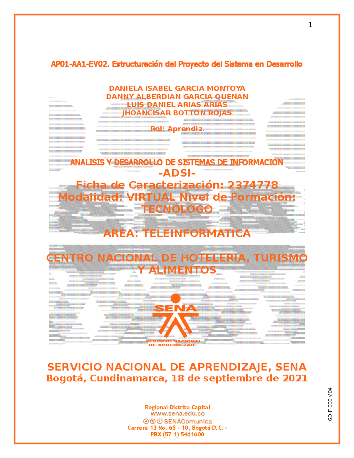 AP01-AA1-EV02. Estructuración del proyecto del sistema en desarrollo ...
