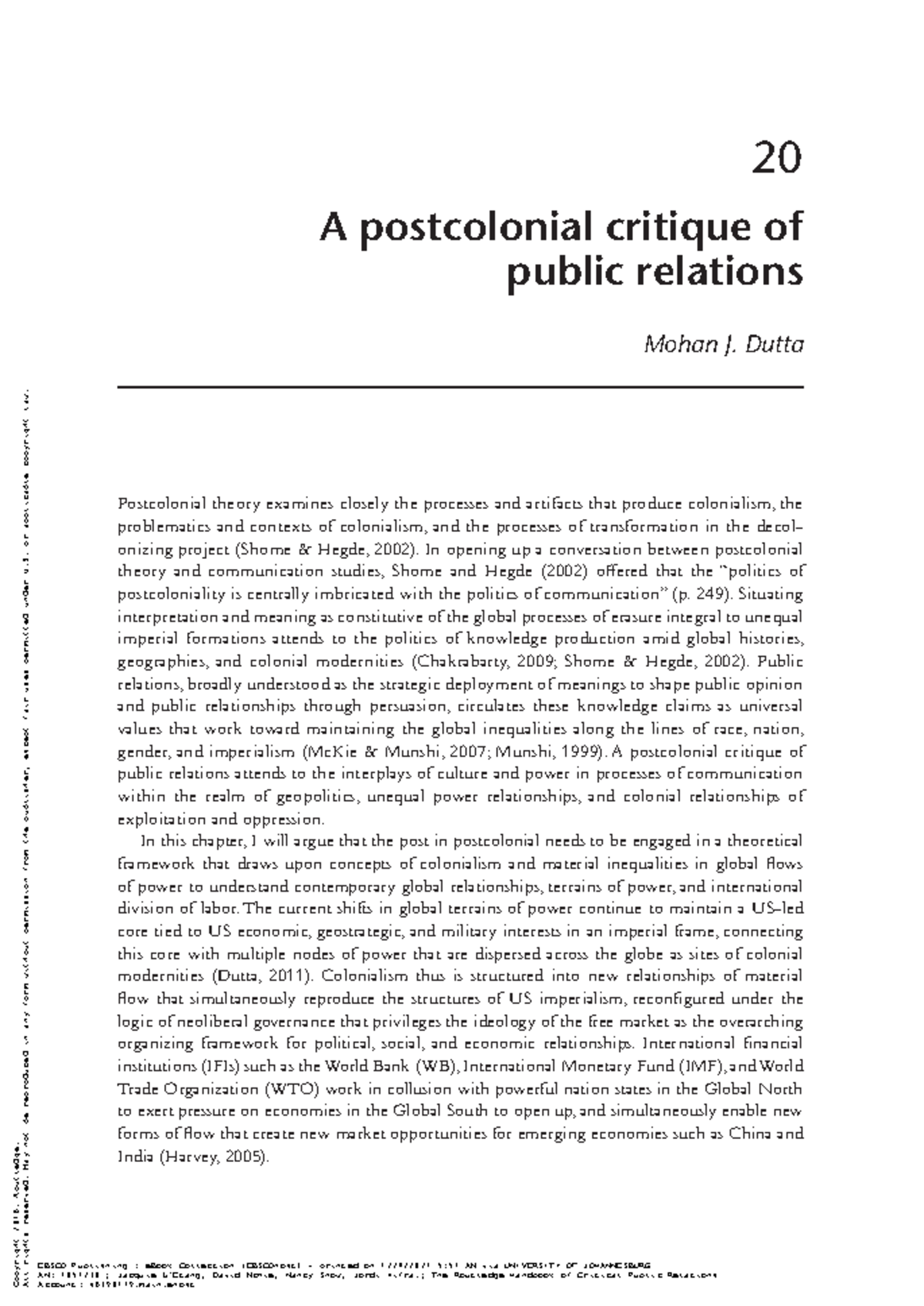 LU 4 A postcolonial critique of public relations - 20 A postcolonial ...